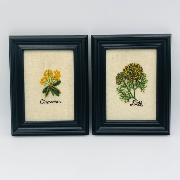 Source Unknown | Accents | Vintage Herb Embroidery Wall Art Set ...